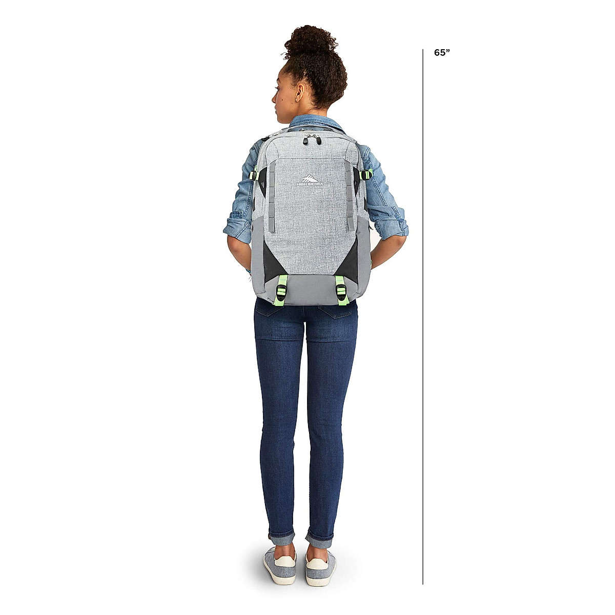 High Sierra Takeover Kids/Adults Backpack with Laptop Pocket, Drop Protection Pocket, Tablet Sleeve, and 360 Reflectivity, Silver/Neon Mint