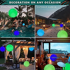 Maibiansm 4 Pack Floating Pool Lights, Inflatable LED Light Up Beach Balls for Kids, Waterproof Color Changing Led Glow Globe for Garden, Yard, Pool