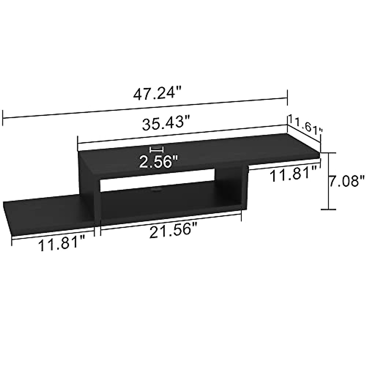 ChooChoo Floating TV Stand Shelf, Wall Mount Entertainment Center Media Console for Living Room, Bedroom, Black