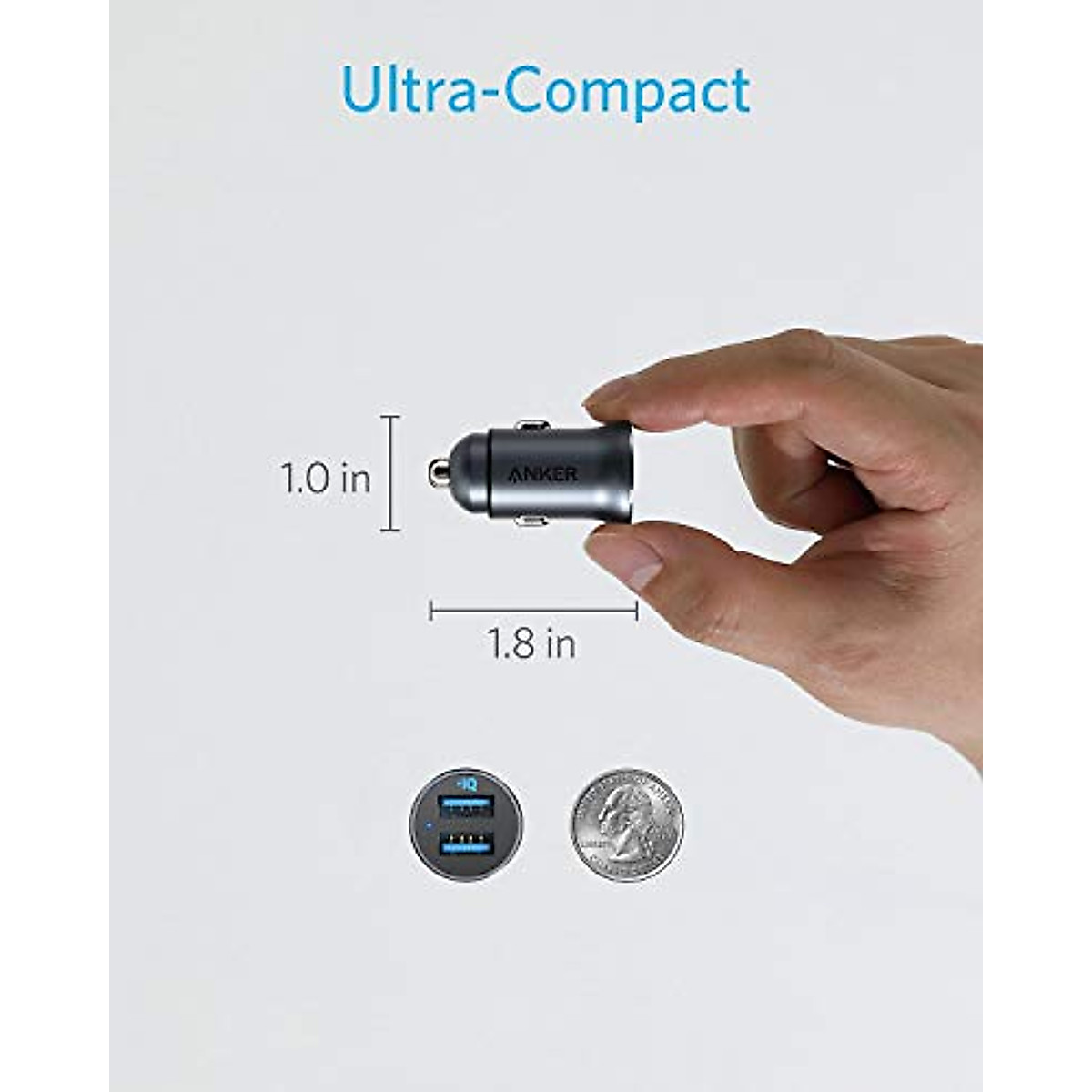Anker Car Charger, Mini Aluminum Alloy 24W Dual USB Car Charger with Elite Dual Port 24W Wall Charger