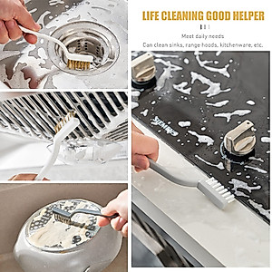 ORIJOYNA Set of 3 Kitchen Cleaning Scrubbers - Wire Brush (Stainless Steel + Brass + Nylon) for Range Hood Grease, Grime and Rust