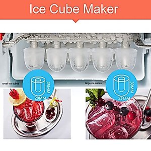 Countertop Ice Maker Machine, Portable Ice Makers, Make 9 Ice Cubes in 8 Mins, Ice Maker with Ice Scoop and Basket for Home Bar Office(US 110V)