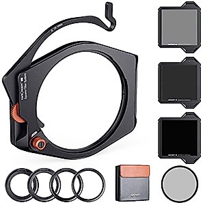 K&F Concept X PRO Square Filter Holder System Kit (Filter Holder + 95mm Circular Polarizer + Square ND1000 Filter + ND8 + ND64 + 4 Filter Adapter Rings) for Camera Lens
