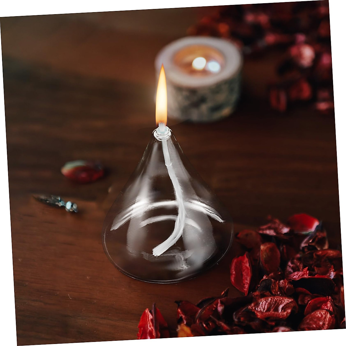 IMIKEYA Style Decorative Oil Lamp Smooth Texture Long-Lasting Desktop Kerosene Lamp