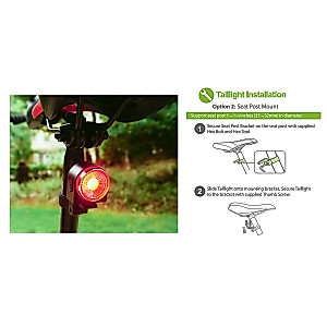 Wireless Bike Alarm w/Smart Taillight: Anti-Theft Alarm w/Remote; Auto On/Off Taillight w/New Burst Strobe Mode for Daytime; Deceleration Warning; Wireless Electric Horn & Bike Finder.