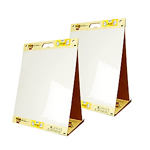 Post-it Super Sticky Portable Tabletop Easel Pad w/Dry Erase Panel, Great for Virtual Teachers and Students, 20x23 Inches, 20 Sheets/Pad, 2 Pads, Built-in Stand (563DE VAD 2PK) , White