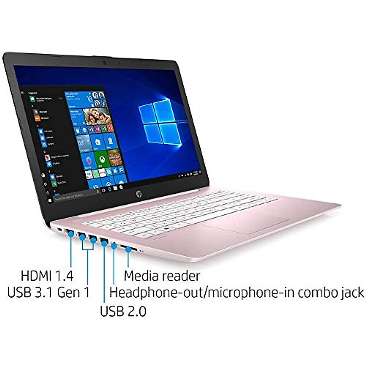 HP 2022 Newest Stream 14" HD Laptop, Intel Celeron N4000(up to 2.6GHz), 16GB RAM, 320GB Space(64GB eMMC+256GB Card), 1-Year Office 365, WiFi, HDMI, USB, Webcam, Bluetooth, Windows 10S, Pink+JVQ MP