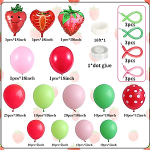DUILE Strawberry Birthday Party Decorations Strawberry Balloons Garland Arch Kit Strawberry First Birthday Baby Shower Summer Fruit Party Decoration