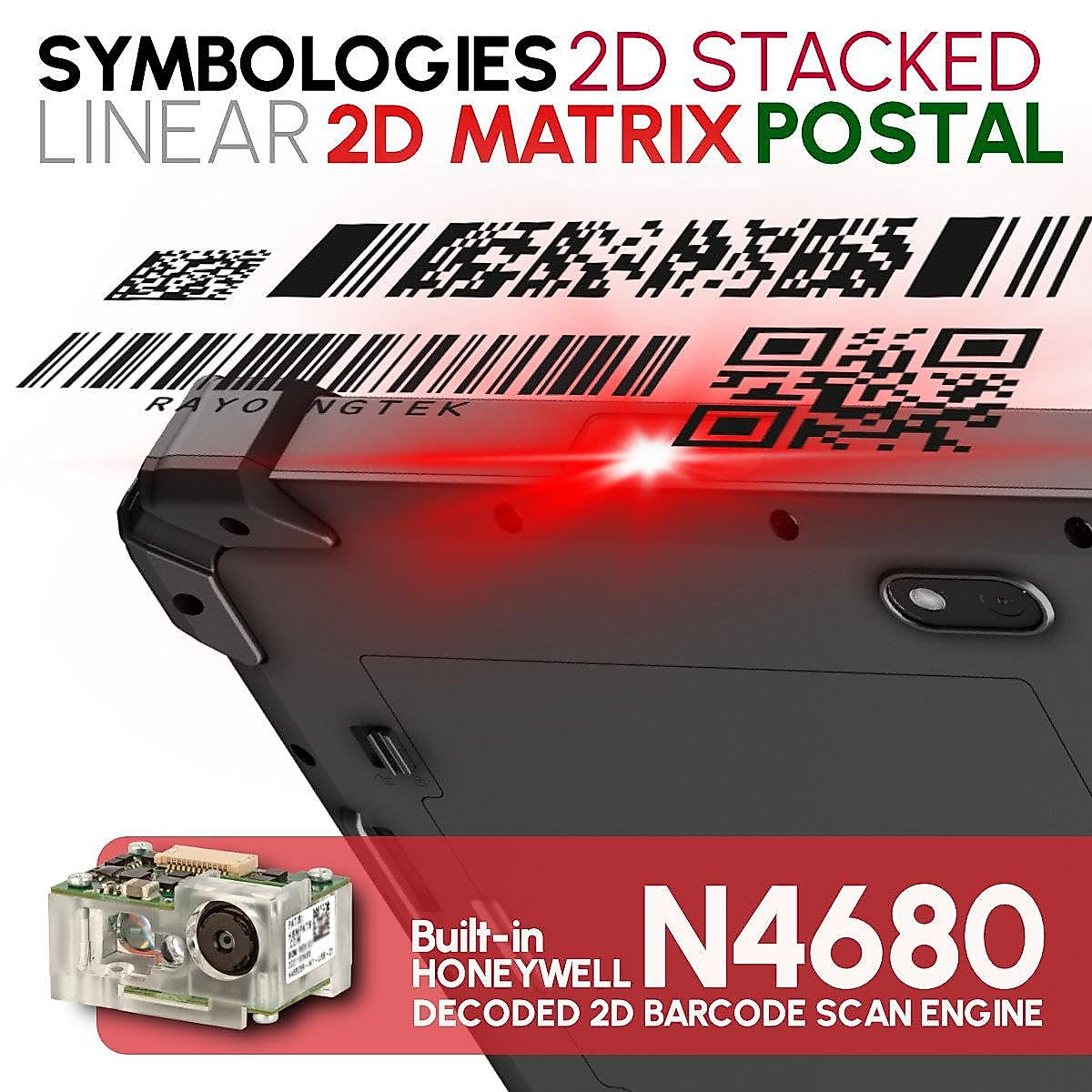 Rugged Windows Tablet with Barcode Scanner, 8" IP65 Enterprise Inventory Tablet Equip with N4680 Scan Engine 1D 2D Barcode Scanning, NFC Reader, 4G WiFi Pad Scanner with Charging Dock