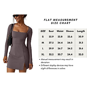 QINSEN Women's Long Sleeve Fall Winter Dress Square Neck High Waist Mini Dress Tea Leaf S