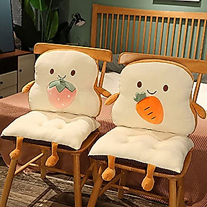 ChezMax Chair Cushion Plush Detachable Seat Back Cushion with Ties Thickened Chair Pads Toast Cartoon Waist Pillow for Outdoor Car Office Patio Bedroom Living Room Smiley