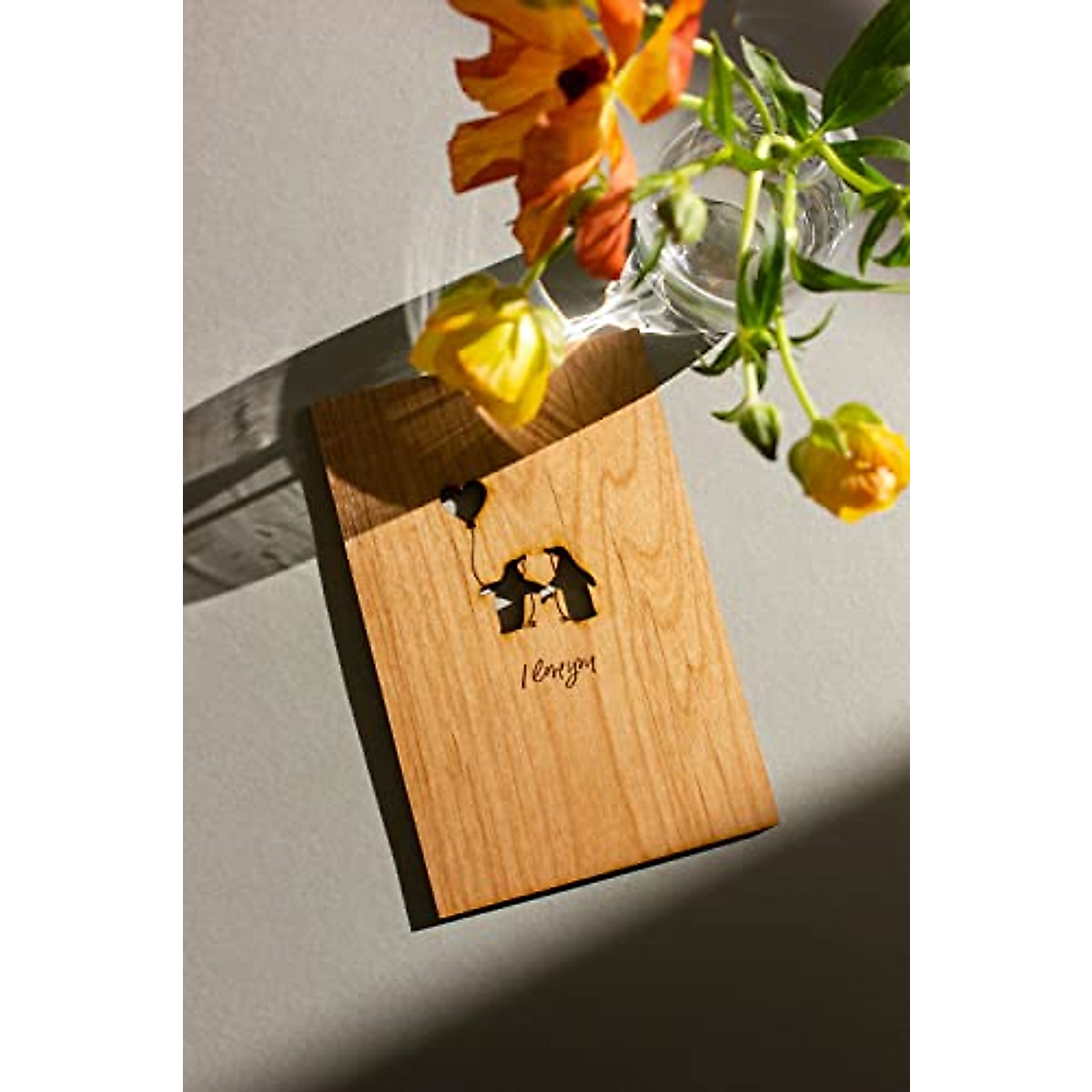 Penguin Love Wood Wedding Anniversary Card for Wife Husband [Happy Birthday Penguin Gifts for Him Her Couple, Valentine's Day Card for Boyfriend Girlfriend, Made in the USA]