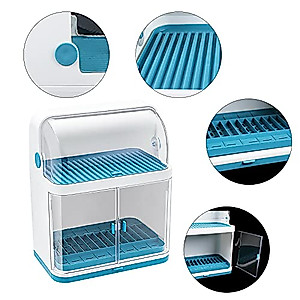 2 Tier Dish Drying Rack Drainboard Set, Compact White Transparent Kitchen Dish Rack, Plastic Dish Drying Rack Kitchen Drain Rack with Lid Cover, for Kitchen Organizer Storage Space Saver ( USA Stock )