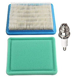 Butom 491588S 491588 Air Filter + 493537S 493537 Pre-cleaner for Briggs and Stratton engines w/Spark Plug