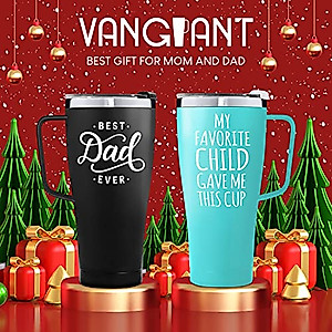 30oz Insulated Mom Travel Tumbler with Handle - My Favorite Child Gave Me This Cup Stainless Steel Tumbler for Mom from Daughter, Son as Christmas, Birthday, Mothers Day Gift, Mothers Tumbler