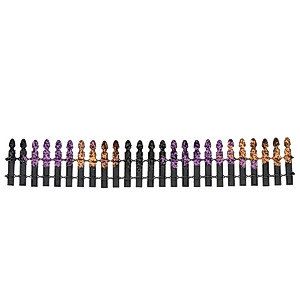 Department 56 Village Collection Accessories Halloween Glitter Miniature Fence Figurine, 2.17 Inch, Multicolor
