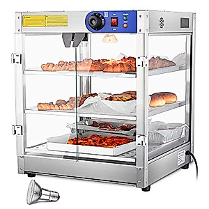 WeChef Commercial Food Warmer 3-Tier 20x20x24" Countertop Food Pizza Pastry Warmer Display Case 750W 110V
