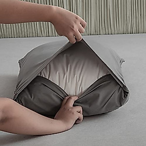 JELLYMONI 2 Pack Grey Pillowcases Standard Size, Soft Microfiber Striped Tufted Pillow Covers with Envelope Closure (Pillows are not Included)