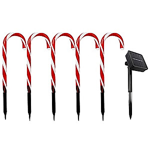 Christmas Candy Cane Lights,Solar Christmas Cane Light， Set 1 for 5 Waterproof Christmas Plug-in Lamp， LED Home Garden Courtyard Lawn Decoration Lights