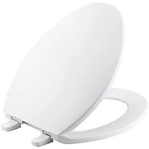 Kohler K-4774-0 Brevia Elongated White Toilet Seatwith Quick-Release Hinges And Quick-Attach Hardware For Easy Clean