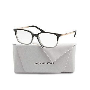 Michael Kors MK4047 BLY 3280 53M Black/Transparent Grey Rectangular Eyeglasses For Women+ BUNDLE with Designer iWear Eyewear Kit Care Kit