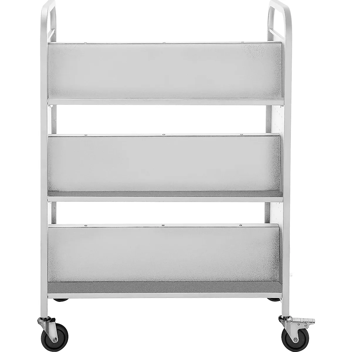 VEVOR Book Cart, Library Cart 6-Shelf, Rolling Library Book Cart Double Sided W-Shaped Sloped Shelves with 4-Inch Lockable Wheels, for Home Shelves Office and School Book Truck in White