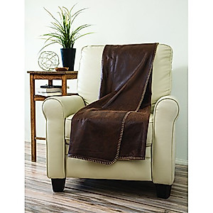 Terry Town DP1718-BROWN-1 Rustic Ranch Throw w/Bonded Beige Mink, Brown
