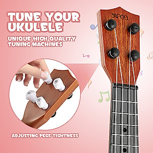 Kids Toy Guitar, Ukulele Beginner Musical Instrument, Easy to Hold 17 inches with 4 Adjustable Strings Mini Guitar for Skill Improving Early Educational Pre School Children Toddler