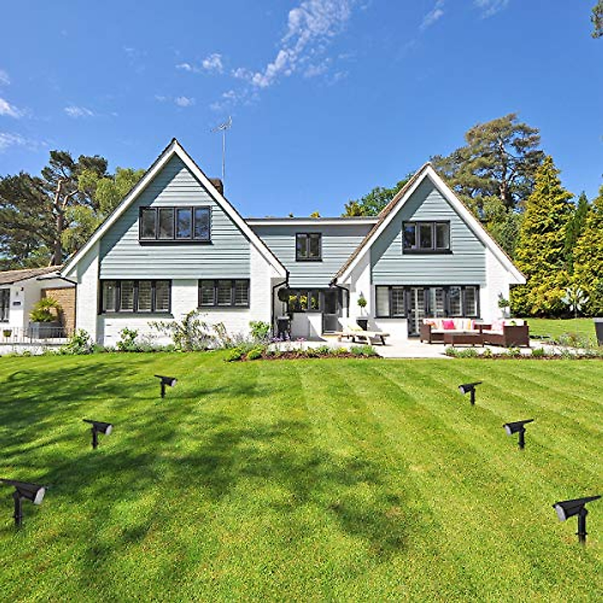 T-SUN Solar Spot Lights Green, LED Solar Spot Lights Outdoor Waterproof Auto ON/Off Solar Landscape Spotlights Uplights for Trees, Garden, Yard, Pool Area, Driveway (Green 2 Pack)