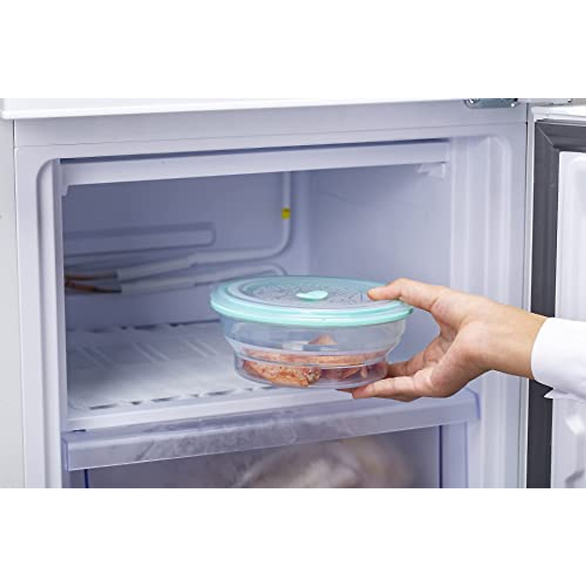 Pristain Platinum 100% Silicone Food-grade Plastic-free Collapsible Container- Microwave-safe, Dishwasher-safe, Environment-friendly (Aquamarine)