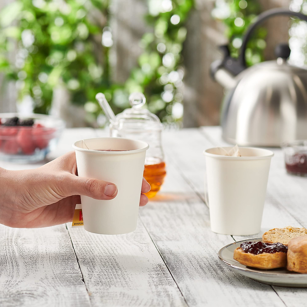 GUSTO [8 oz.- 100 Pack Paper Hot Cups, Coffee Cups - White