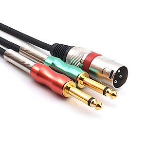 SiYear XLR 3 Pin to Double 6.35mm 1/4" TS Male Y Splitter Cable, Dual Mono (1/4 inch) 6.35mm to XLR Male Plug Stereo Microphone Cables(3.3Feet)