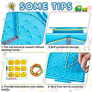 12 Pcs Double Sided Geoboard Mathematical Geoboards with Rubber Bands Math Manipulatives Toy for Geometry, 6.9 x 6.3 Inches