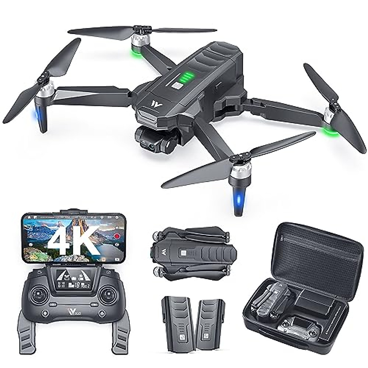 ATTOP Drones with Camera for Adults 4k EIS Camera, 2-Axis Gimbal GPS Drone with Brushless Motor, 60Mins Flight Time, 5G Wi-Fi Transmission, Follow Me, Smart Return Home, 4K Drone with Carrying Case