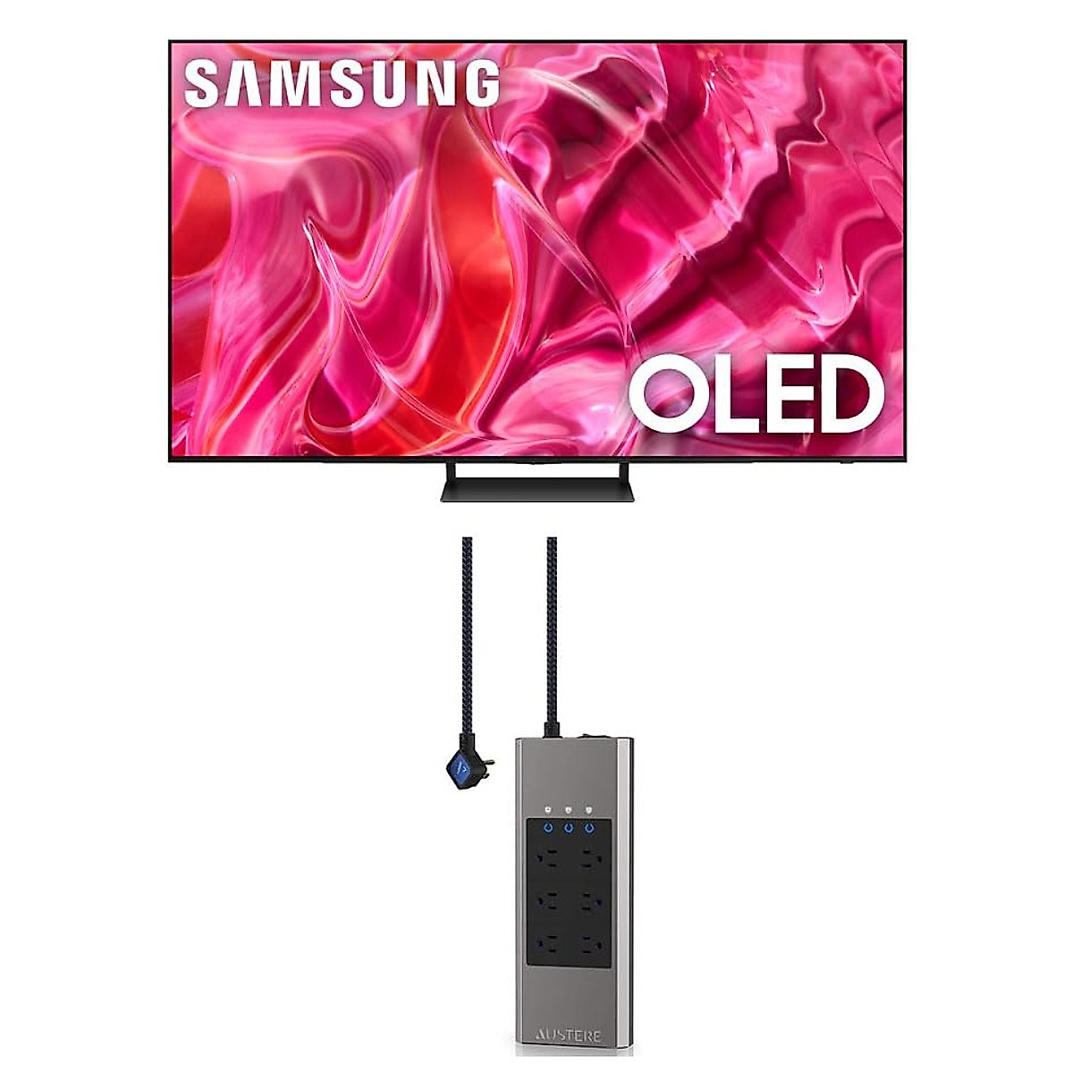 SAMSUNG QN65S90CAFXZA 65 Inch 4K OLED Smart TV with AI Upscaling with a 5S-PS6-US1 V-Series 6-Outlet Power w/Omniport USB (2023)