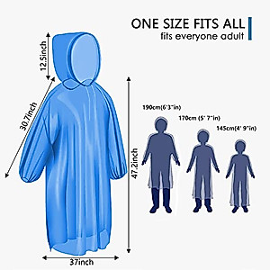 Airpler Disposable Rain Ponchos for Family Adults 4 Pack (Clear) - Emergency Rain Ponchos for Women and Men with Drawstring Hood