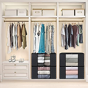 Fab totes 2 Pack Clothes Storage, Foldable Blanket Storage Bags, Storage Containers for Organizing Bedroom, Closet, Clothing, Comforter, Organization and Storage with Lids and Handle, Black