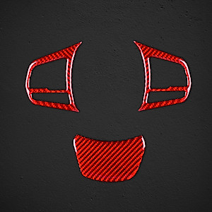 AIRSPEED Car Steering Wheel Cover Sticker Carbon Fiber Steering Wheel Button Frame Interior Decorative Trim Sticker for Toyota Supra GR A90 A91 MK5 2019-2022, Red