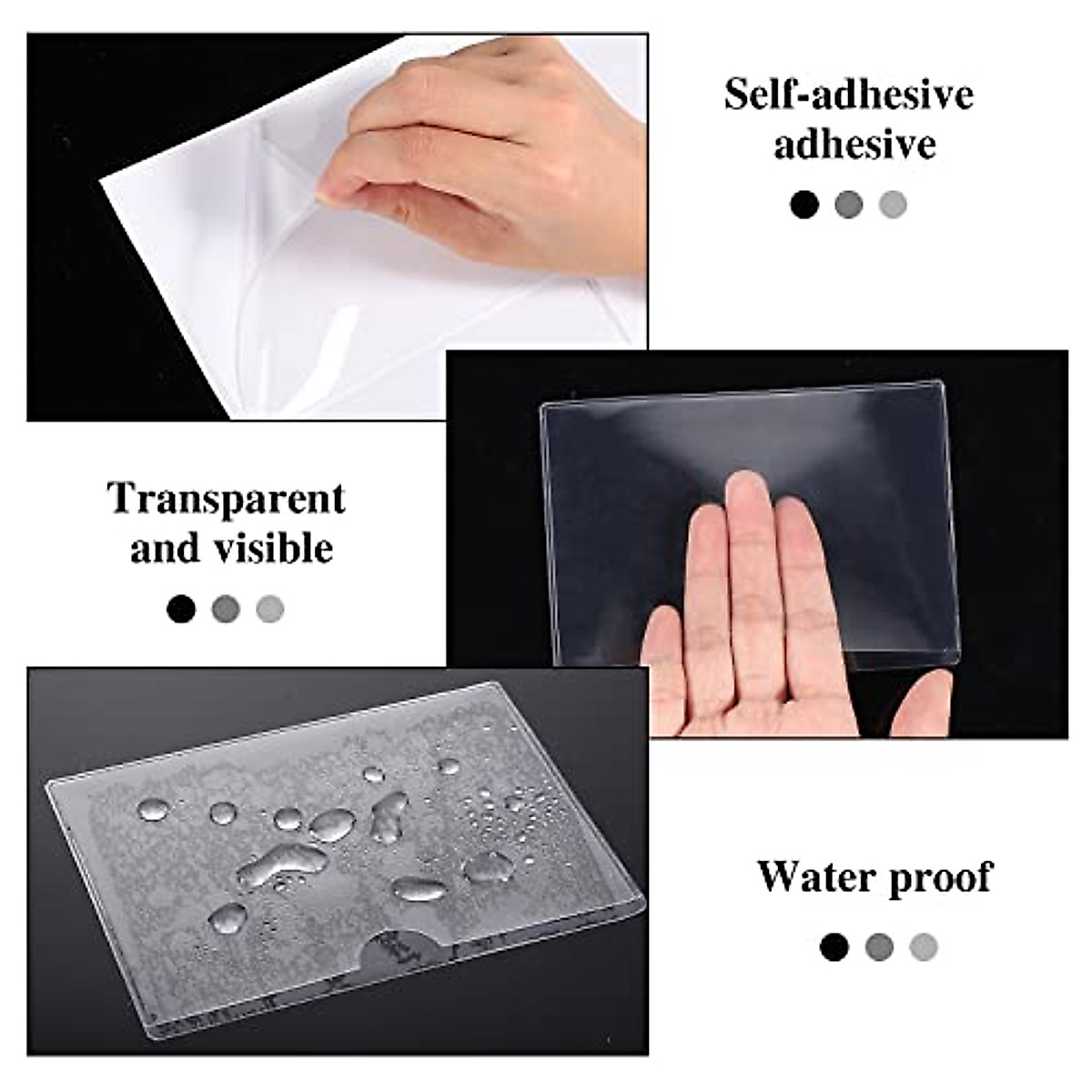 36 Pack Adhesive 3" x 5" Index Card Pockets with Top Open for Loading, Clear Plastic Labels Holders for Organizing, Storage Bins, Library Card, Totes, Shelves