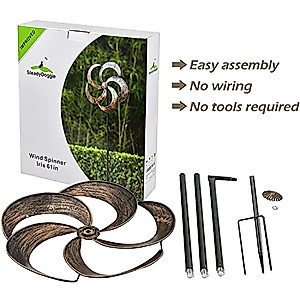 Wind Spinner Iris 61in Single Blade Easy Spinning Kinetic Wind Spinner for Outside – Vertical Metal Sculpture Stake Construction for Outdoor Yard Lawn & Garden