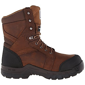Carhartt mens 8" Rugged Flex Insulated Waterproof Breathable Safety Toe Leather Work Boot Cmf8389 Construction Shoe, Brown, 10.5 US