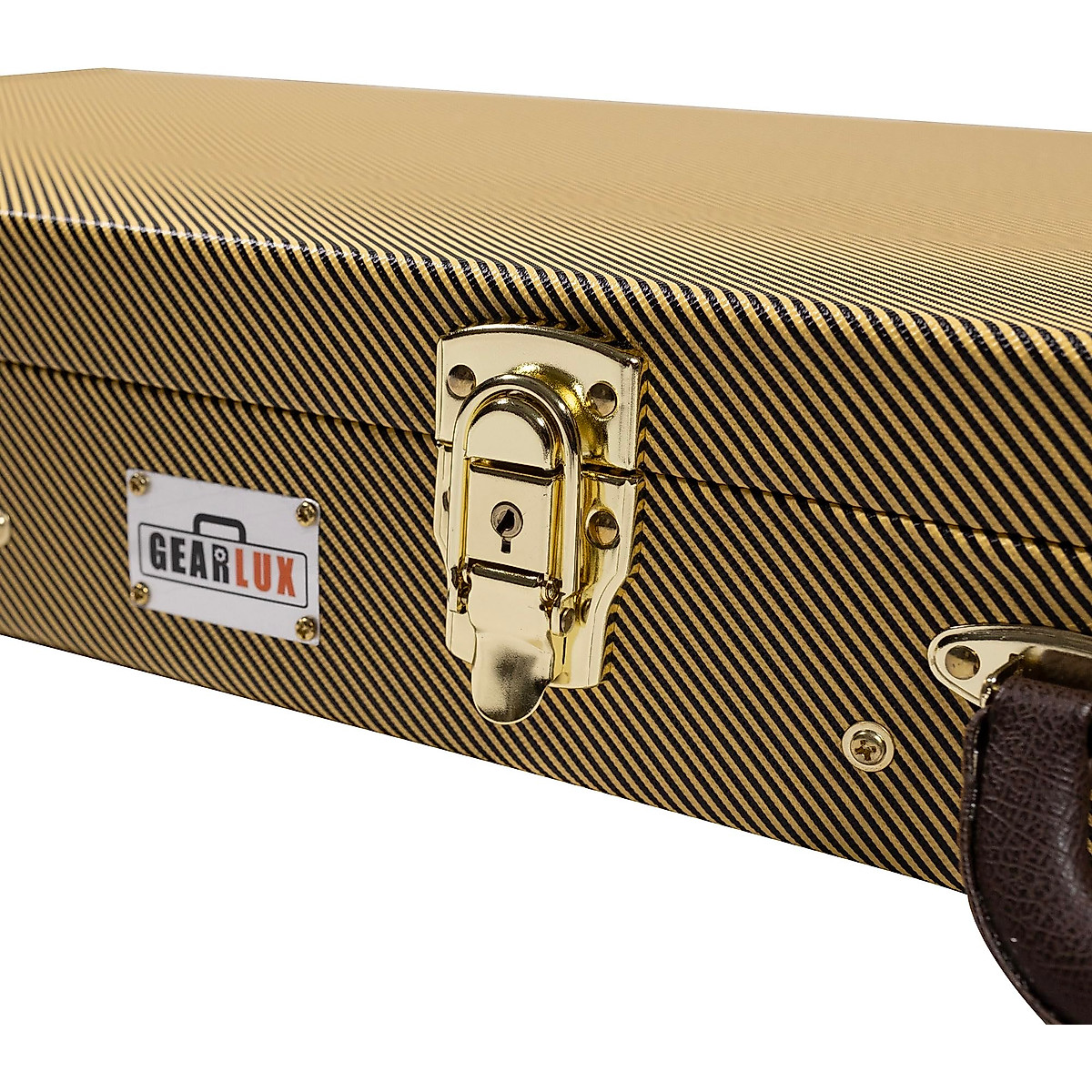 Gearlux Rectangular Electric Guitar Hard Shell Wood Case for Standard-Size Guitars Including Fender Strat/Tele - Tweed