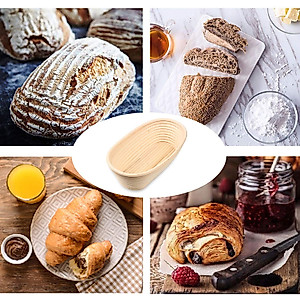 Farielyn-X 2 Packs 10 Inch Oval Shaped Bread Banneton Proofing Basket - Baking Dough Bowl Gifts for Bakers Proving Baskets for Sourdough Lame Bread Slashing Scraper Tool Starter Jar Proofing Box