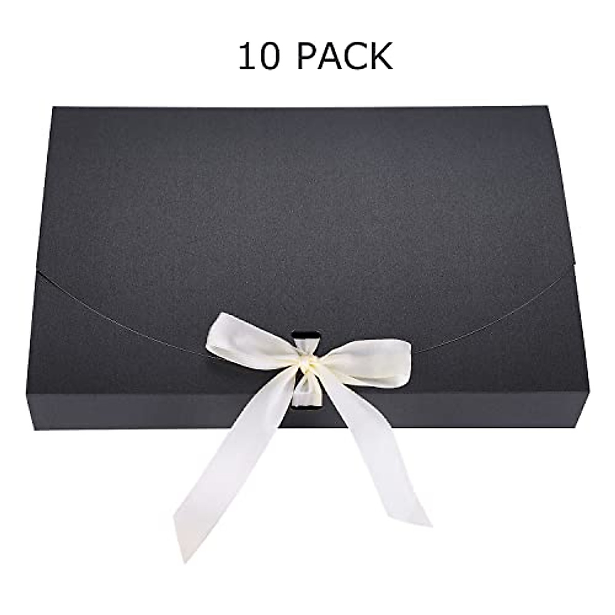 10 Pack Gift Card Boxes Large Luxury Gift Envelope Wrapping Box with Lid Ribbon Shirt Gift Box for Birthday Wedding Proposal Parties Christmas Valentine New Year Gift Present Packaging Box (Black)
