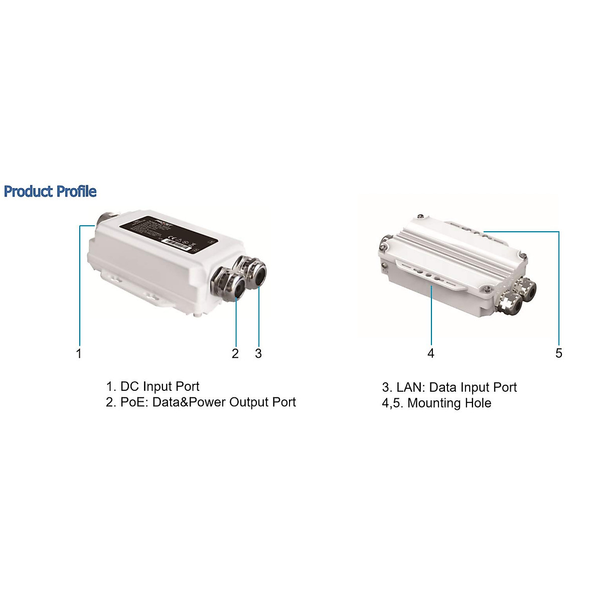 PROCET Gigabit PoE Injector Outdoor PoE Power Injector Adapter 30W IEEE802.3AT, 6KV Surge Protection, Aluminum IP67 Waterproof, Wide Temp -40℉ to 149℉ for IP Cameras, Wireless APs, Base Station