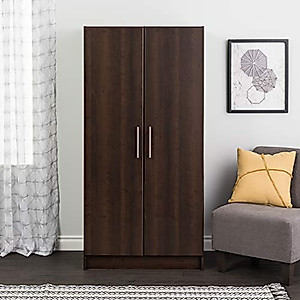 Prepac Elite 2 Door Wardrobe Cabinet, 32" W x 65" H x 20" D, Espresso