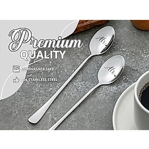 INNObeta Engagement Gifts for Gay Couples, 2 Pcs Engraved Ice Cream Spoons, Stainless Steel Coffee Spoon, Ideal for Wedding, Anniversary, Mr & Mr