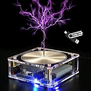 Bluetooth Music Tesla Coil 10 Cm Solid State Tesla Coil Kit Touchable Artificial Lightning Electric Power Wireless Transmission Model Arc Plasma Loudspeaker Science Experiment Tool Desktop Toy