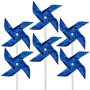 Tsocent Pinwheels (Pack of 12) - Toy Wind Spinners and Party Favors Gifts for Kids, Outdoor Decorational Pinwheels for Yard and Garden (Blue)