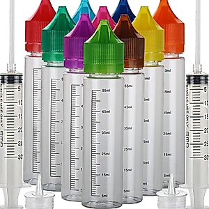 10pcs 60ml Soft PET Unicorn Dropper bottle liquid refill bottle liquid applicator Bottle (White Bottle+Color Cap, 60ml x 10pcs)